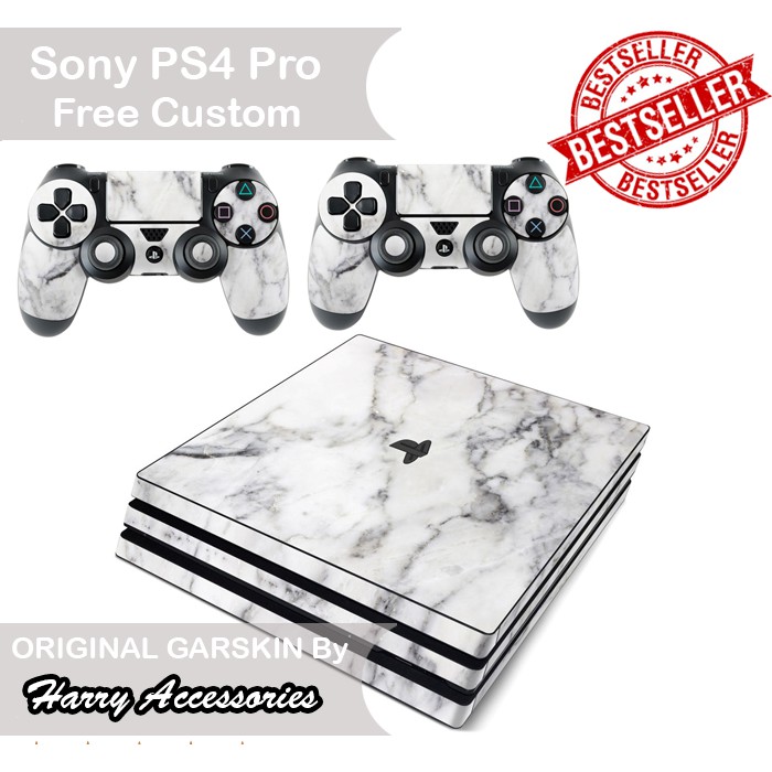 Jual Original Garskin Sony PS4 Pro & 2 Stick Motif White Marble - Motif ...