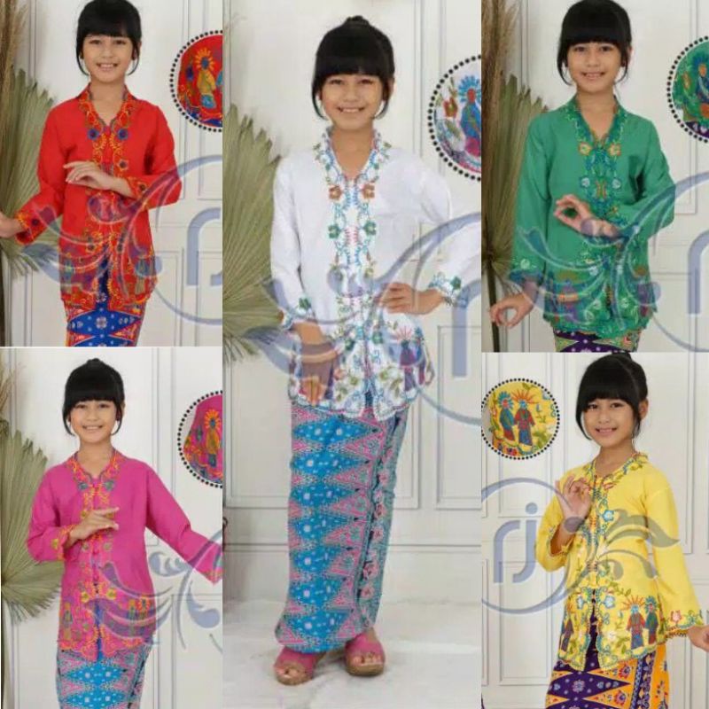 Jual Set Kebaya Encim Anak motif bunga ondel / Kebaya Anak Betawi ...