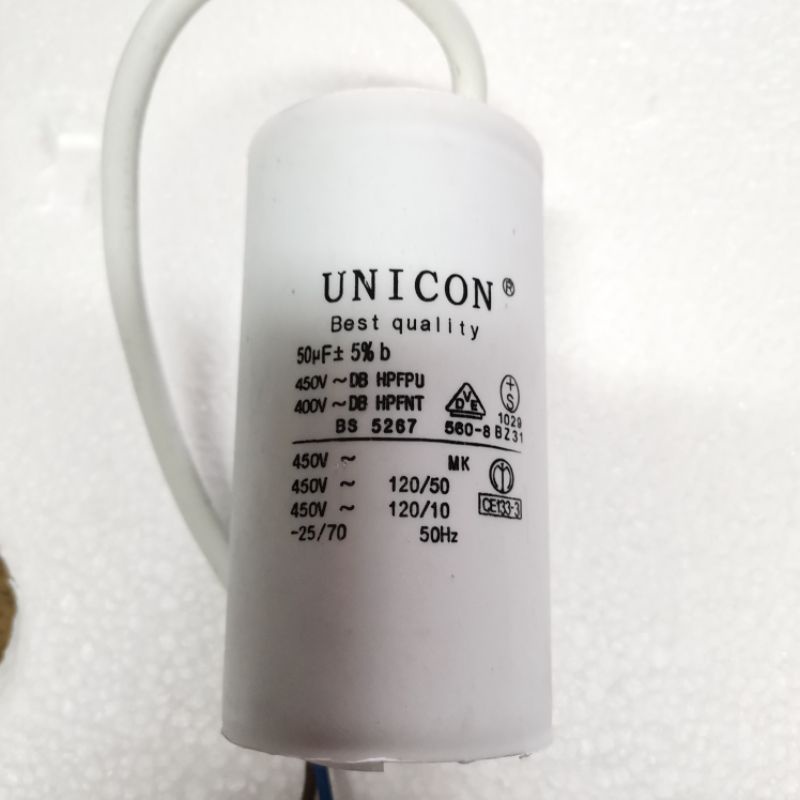 Jual Kapasitor 50uf 450V 50 uf AC Unicon Mesin Cuci Pompa Motor Running ...