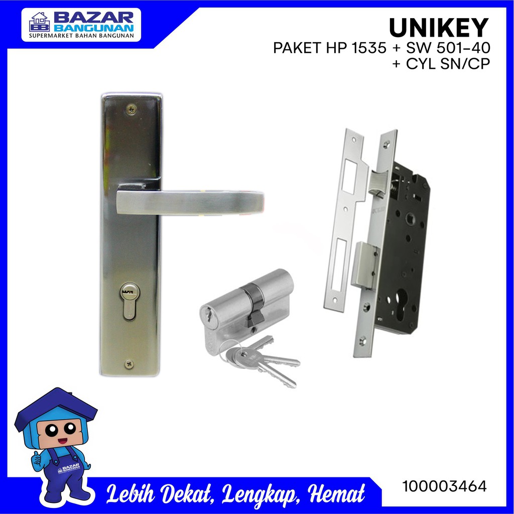 Jual Unikey - Paket Gagang Pintu / Handle Set Hp 1535 Med Sn/Cp ...