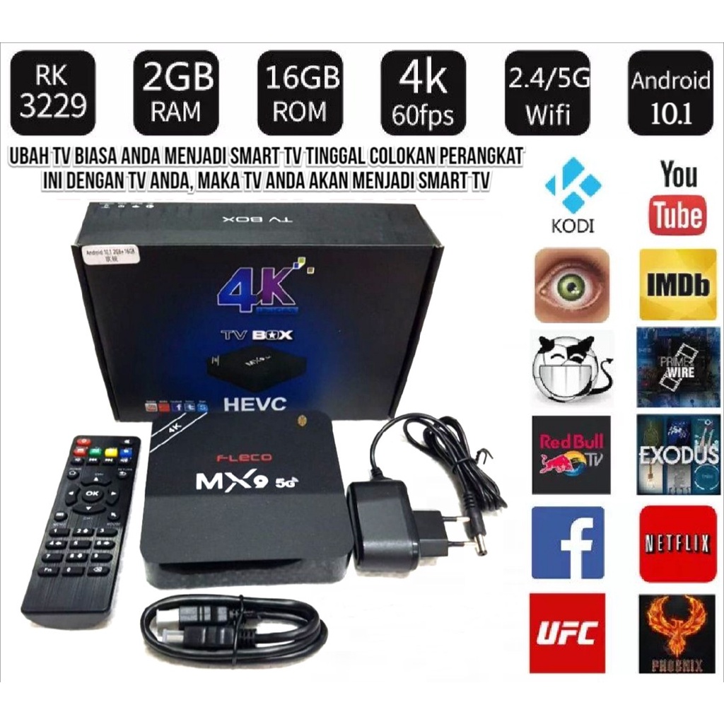 Jual Android TV BOX MXQ-Pro 4K Smart TV Box Media Player - MX9 HEVC 2GB ...