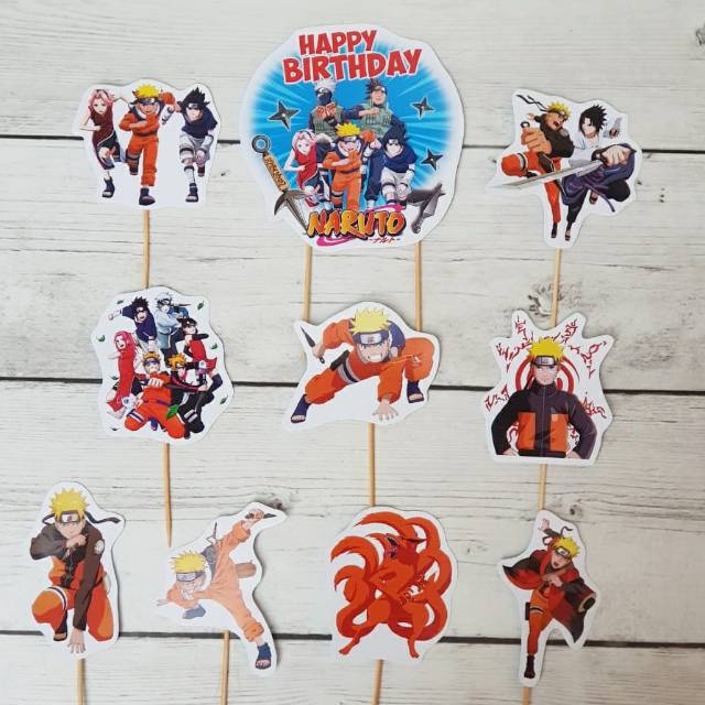 Jual Naruto Anime Birthday Cake Topper Cupcake Pudding 1 set | Shopee ...