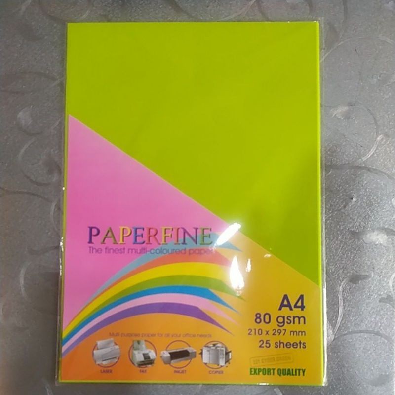 Jual Kertas HVS Warna PAPERFINE 80gram A4 25 lembar | Shopee Indonesia