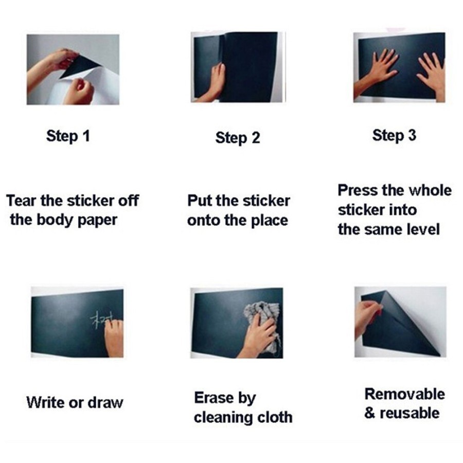 Jual Stiker Papan Tulis Hitam Putih Blackboard Whiteboard Wall Sticker ...
