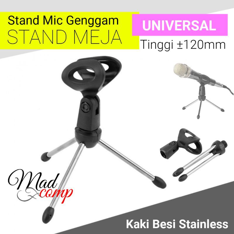 Jual Stand Mic Meja Podcast Tripod Microphone Stainless | Shopee Indonesia