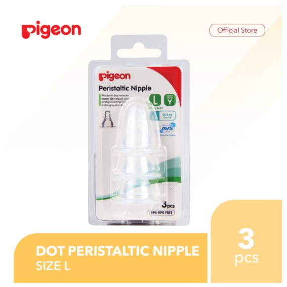 Jual Pigeon Dot Bayi Peristaltic Nipple Slim Neck Isi 3 Size L Niple ...