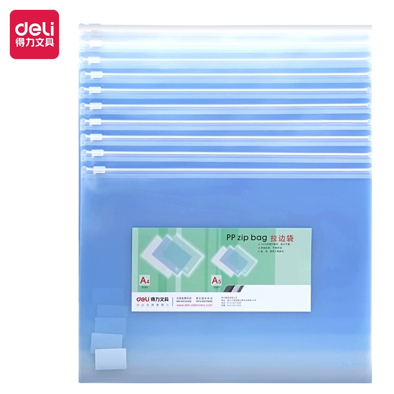 Jual Deli Zipper Storage Bag / Zipper Travel Pouch / Plastik Ziplock A4 ...