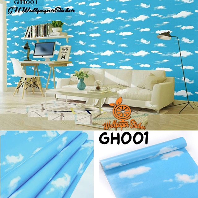 Jual Wallpaper Sticker dinding Motif Awan langit plafon biru Sky Ukuran ...