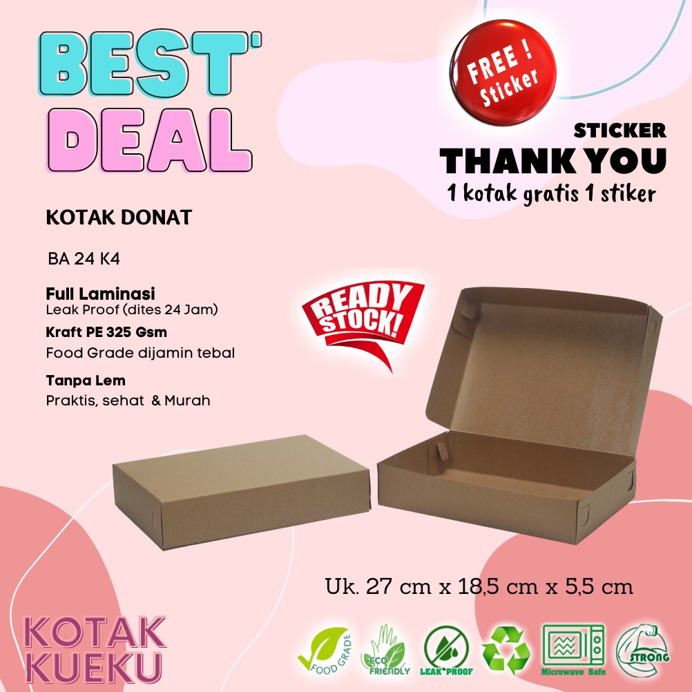 Jual [10 PCS] Kotak Donat Jco 12 Pcs Uk. 27 cm X 18,5 cm X 5,5 Cm ...