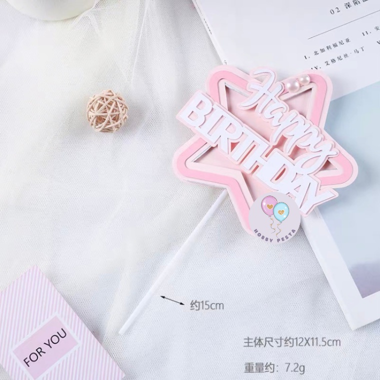 Jual CAKE TOPPER HAPPY BIRTHDAY MOTIF BINTANG PASTEL / TUSUKAN HIASAN ...