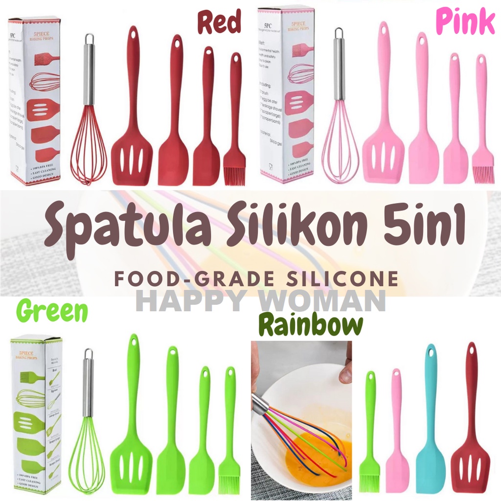 Jual Spatula Set Silicone 5in1 Kitchen Utensil Spatula Cooking Alat ...