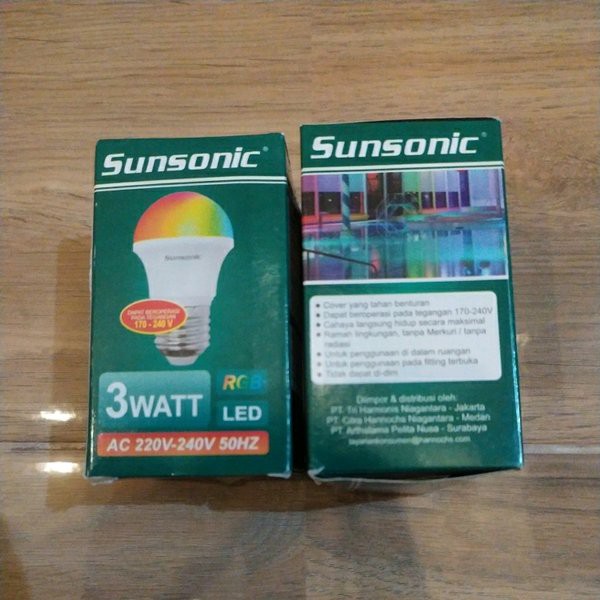 Jual Lampu LED Sunsonic 3 Watt RGB Warna Warni Lampu Hias LED Hias ...