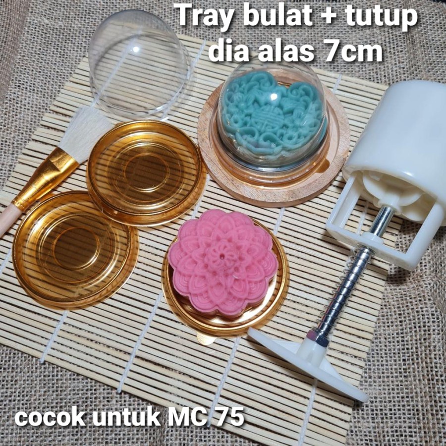 Jual Tray Mika Mooncake Bulat Gold Tray Bulat Gold Packaging Kue Bulan ...