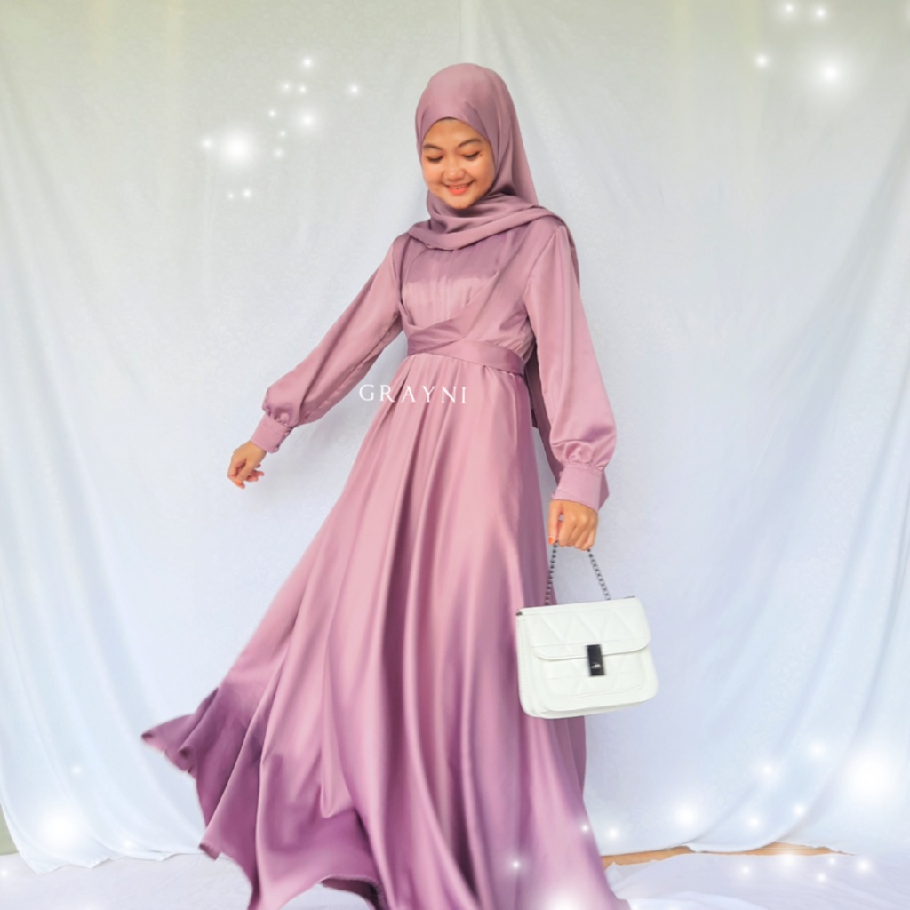 Jual Dress kondangan One Set Lebaran Size S-XXL Bridesmaid Wanita Satin ...