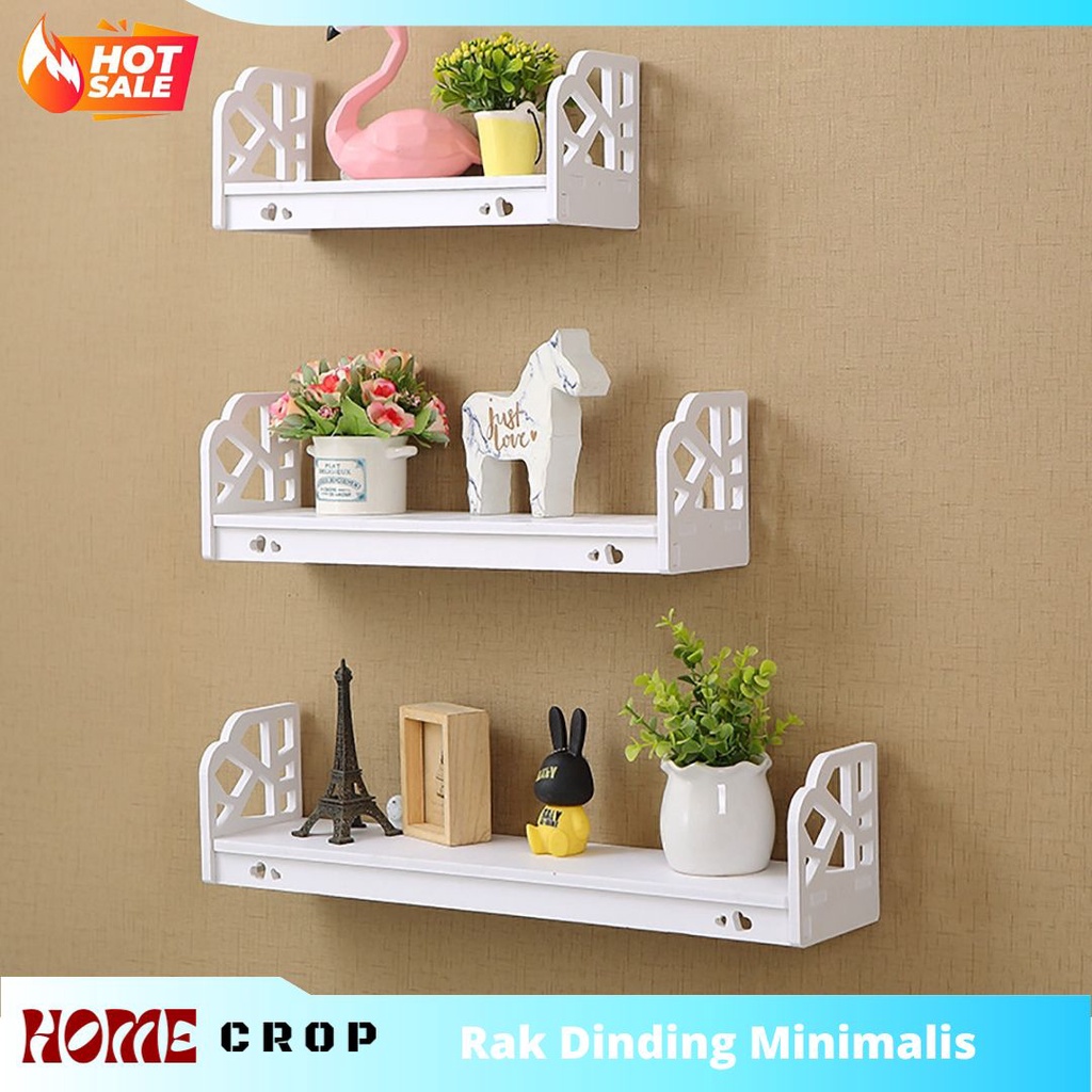 Jual Rak Hiasan Dinding Tempel Minimalis Kayu Gantung Vintage 3 Susun ...