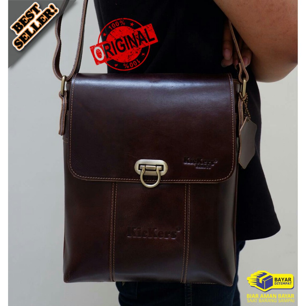 Jual Tas Selempang Kulit Pria Asli Original Kickers Mewah dan Elegan ...