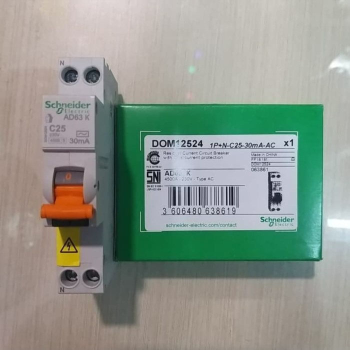 Jual ELCB/RCBO Slim Domae 25A dan 32A 1p+N Schneider 30mA | Shopee ...