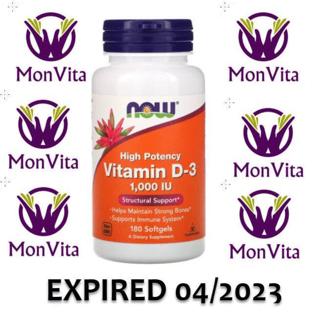 Jual Now Foods Vitamin D3 1000 IU 180 tablet kapsul 1000iu | Shopee Indonesia