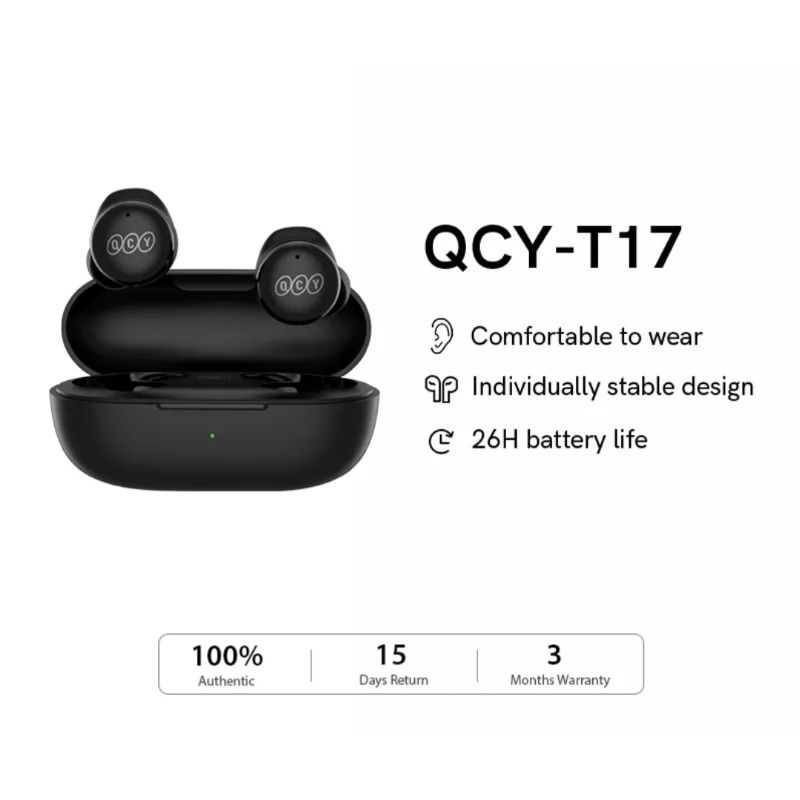 Jual GARANSI 1 TAHUN QCY T17 TWS EARPHONE BLUETOOTH WIRELESS TANPA KABEL EARBUDS BT5.1 HIFI ...