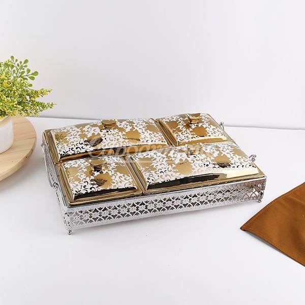 Jual Kaserol Set dari Keramik CAPODIMONTE Motif Gold - 1 Set 4 pcs ...