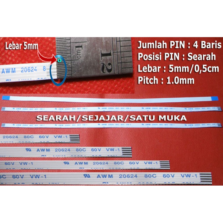 Jual Kabel Flexible Switch Power/Touchpad Laptop 4 Pin Lebar 5mm (0,5cm ...