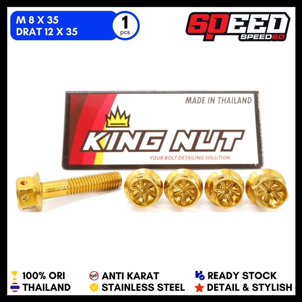 Jual Baut M 8 x 35 Drat 12 x 35 Gold Probolt Thailand Stainless Flower ...
