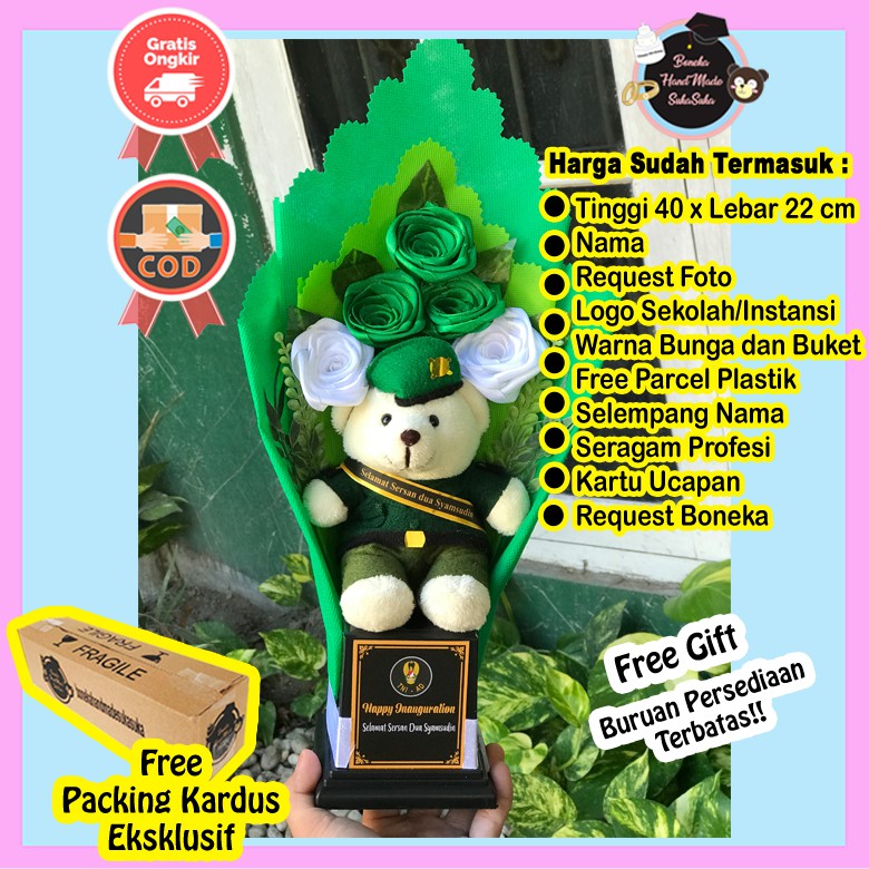 Jual Hadiah Unik Cowok Piala Boneka Profesi TNI 40cm Kopassus Raider AD ...