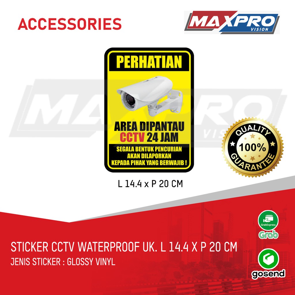 Jual STICKER CCTV WATERPROOF L14.4 X P20 CM | Shopee Indonesia
