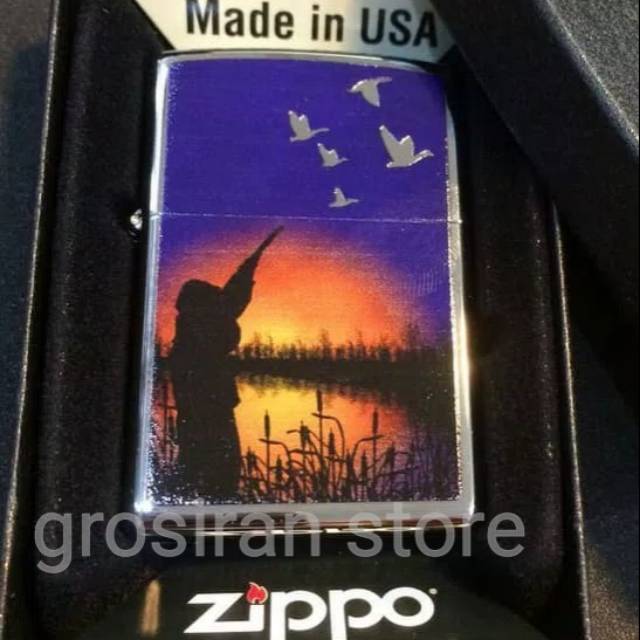 Jual Zippo custom night view pemandangan burung logo tulisan nama print ...