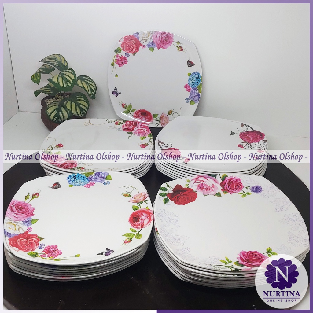 Jual Piring Melamin Motif Set | Piring Melamin Motif Bunga | Piring ...