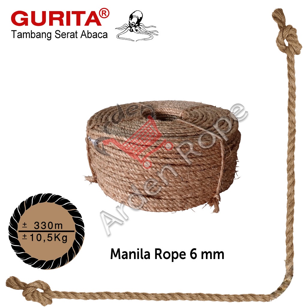 Jual Tali Manila - Tali Serat Abaca - Tambang Gurita - Gurita Rope 6 mm ...