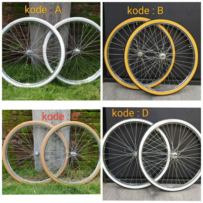 Jual RODA SEPEDA ONTHEL TINGGAL PASANG - BAN ONTEL - RODA ONTEL - RODA ...