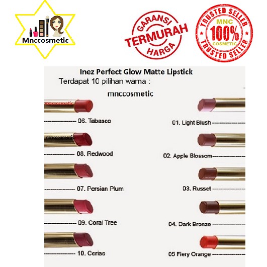 Jual Inez Perfect Glow Matte Lipstick (13 Varian) | Shopee Indonesia