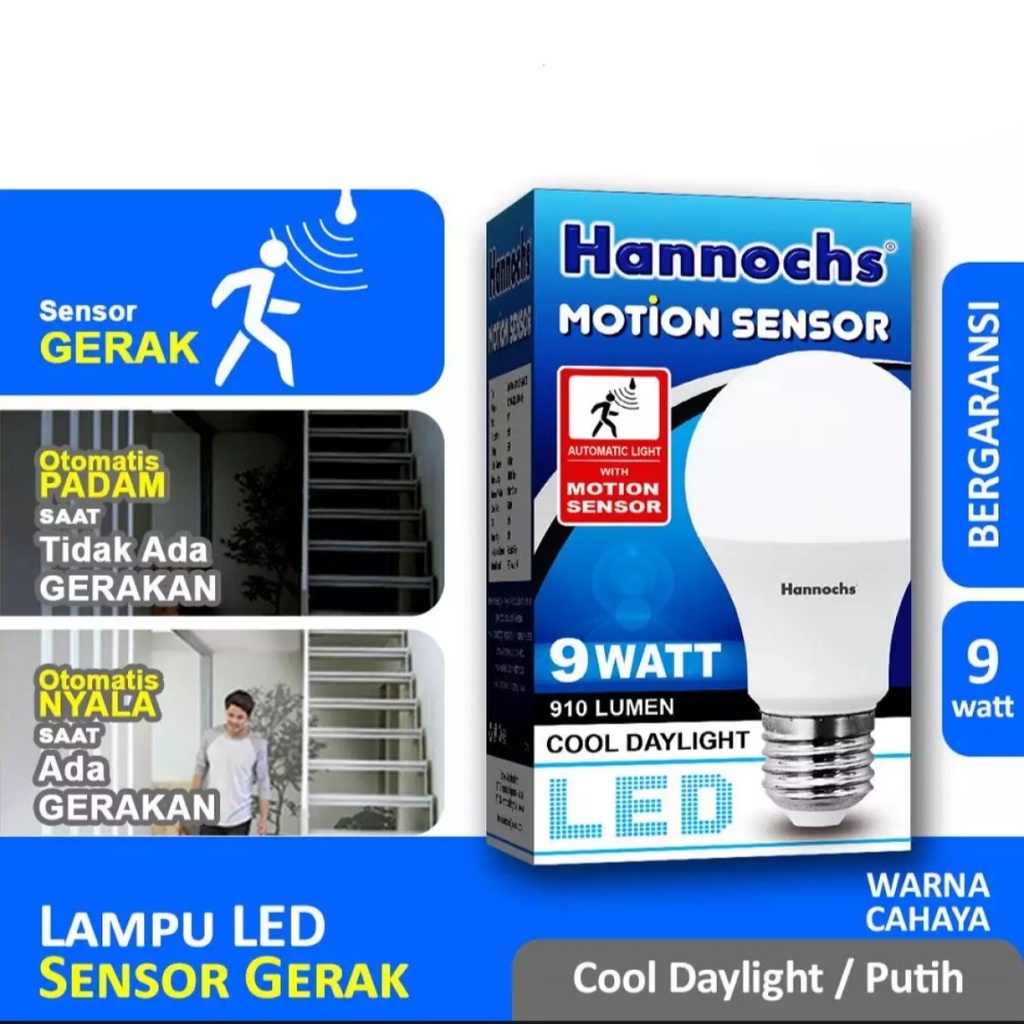 Jual Hannochs Lampu LED Sensor Gerak / Motion Sensor 9 Watt - Cahaya ...