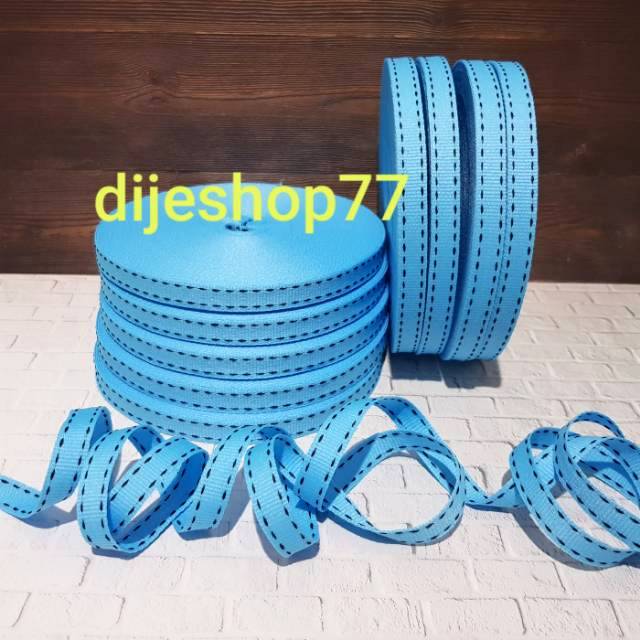 Jual Pita bis biru muda / pita list 1cm / bis strip 1 cm / lis bintik ...