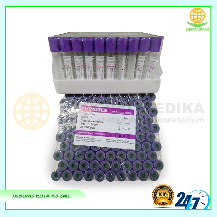 Jual Tabung Vacutainer EDTA K3 3ml Kaca MONOTES | Vacuum Tube | Shopee ...