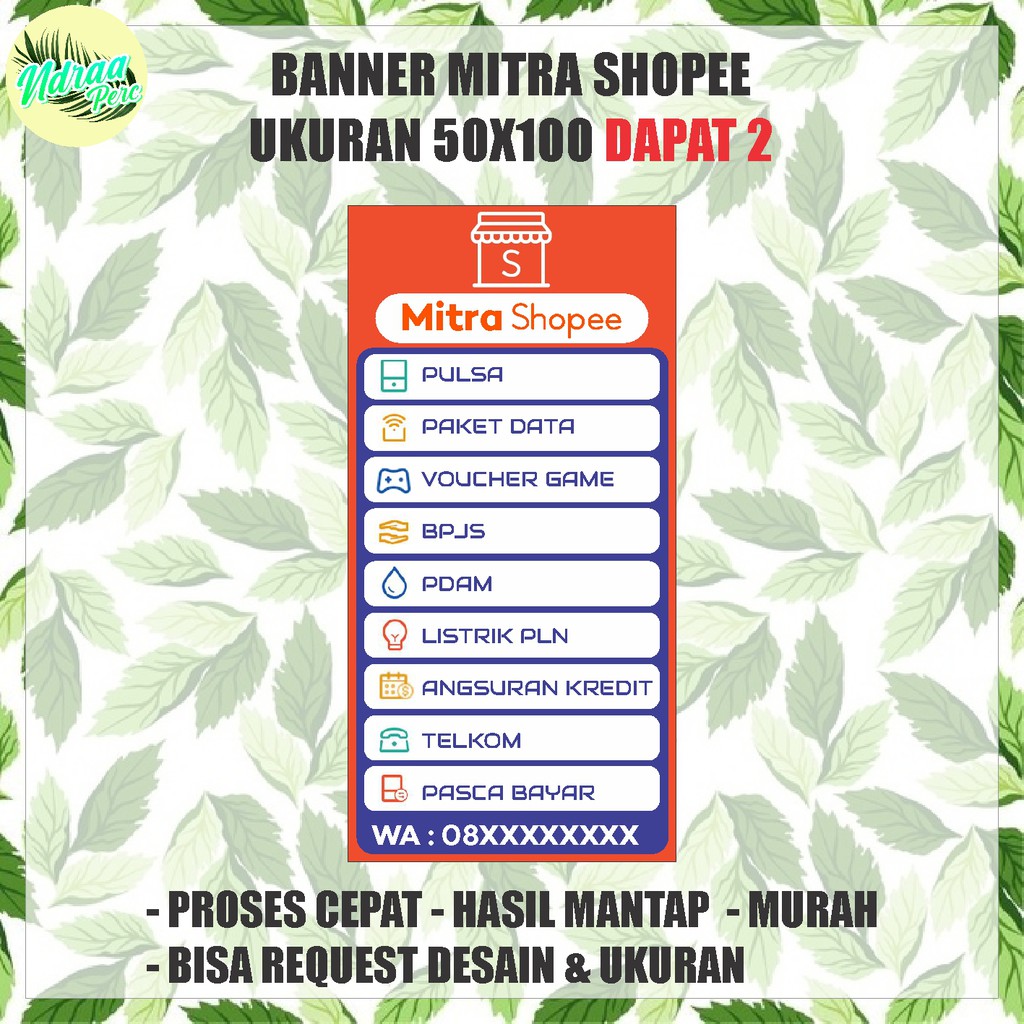 Jual Banner Mitra Shopee Ukuran 50X100 Dapat 2 - (A1) | Shopee Indonesia