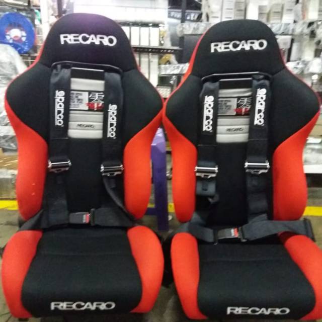 Jual Jok racing universal recaro bludru+seftibel 3inch 4poim | Shopee ...