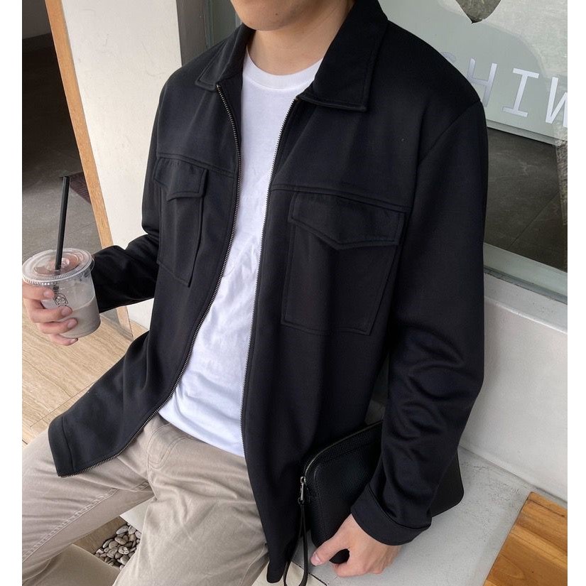 Jual TERMURAH - JAKET PRIA TWO POCKET HITAM - SHUCKET JAKET POLOS PRIA ...