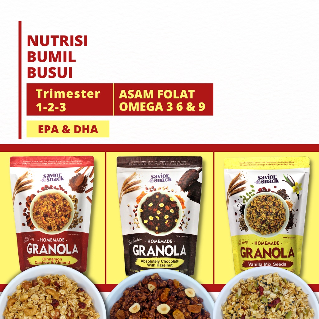 Jual MAKANAN IBU HAMIL TRIMESTER 1-2-3 GRANOLA 3 VARIAN RASA BY SAVIOR ...
