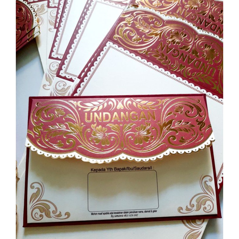 Jual Undangan Merah Maron dg Hotprint Warna Emas | Shopee Indonesia