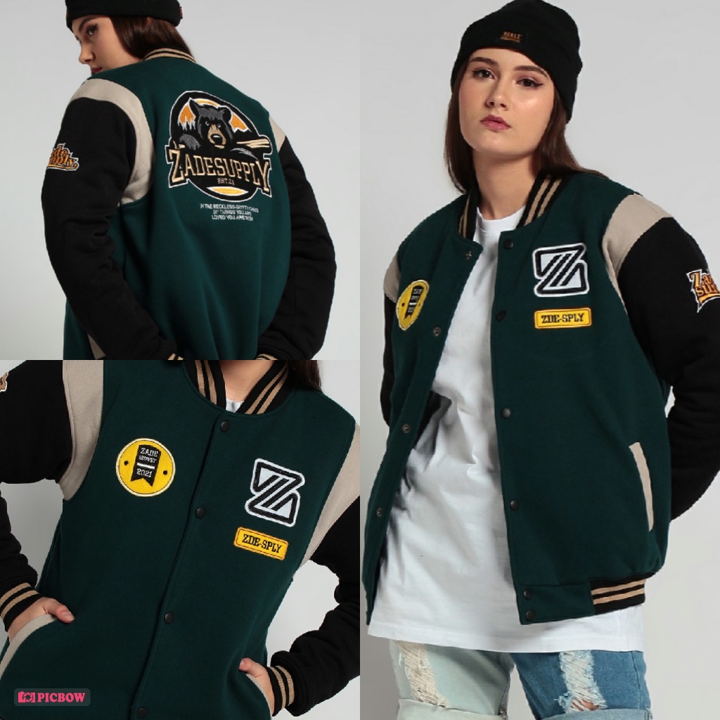 Jual Varsity Jacket HITAM CREAM Jaket Varsity Pria Premium HITAM ...