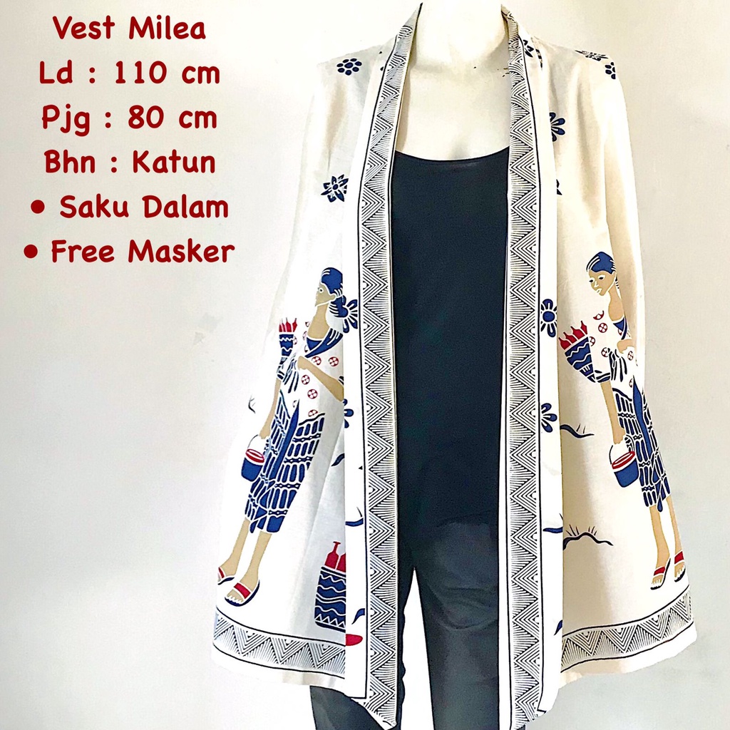 Jual Vest Milea karakter jamu batik solo vest tremdy outer | Shopee ...