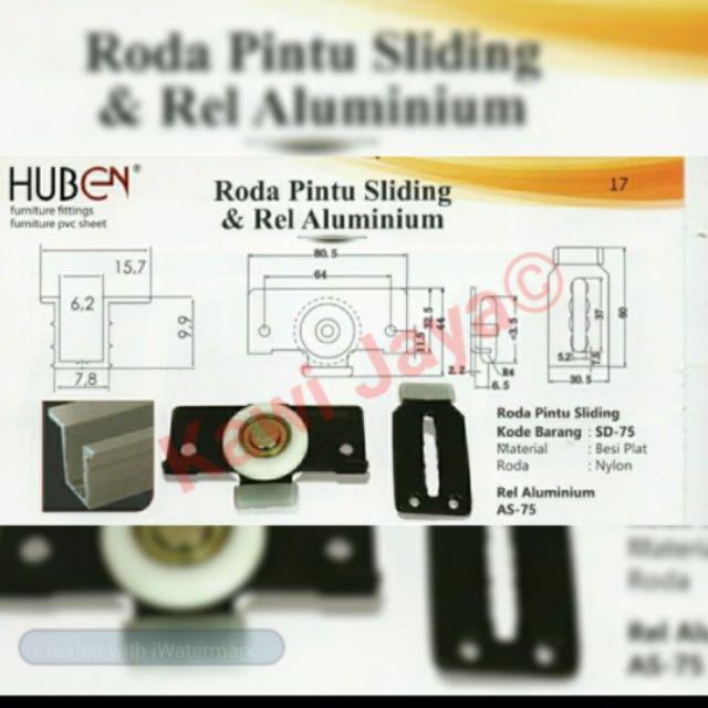 Jual Rel Pintu Sliding Aluminium Lemari Kayu Minimalis Huben U M SD-02 31-41 AS 75 380 329 1 set ...
