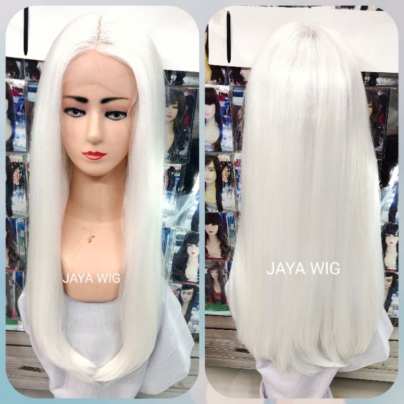 Jual Wig Lurus Panjang Tanpa Poni Warna Putih | Shopee Indonesia