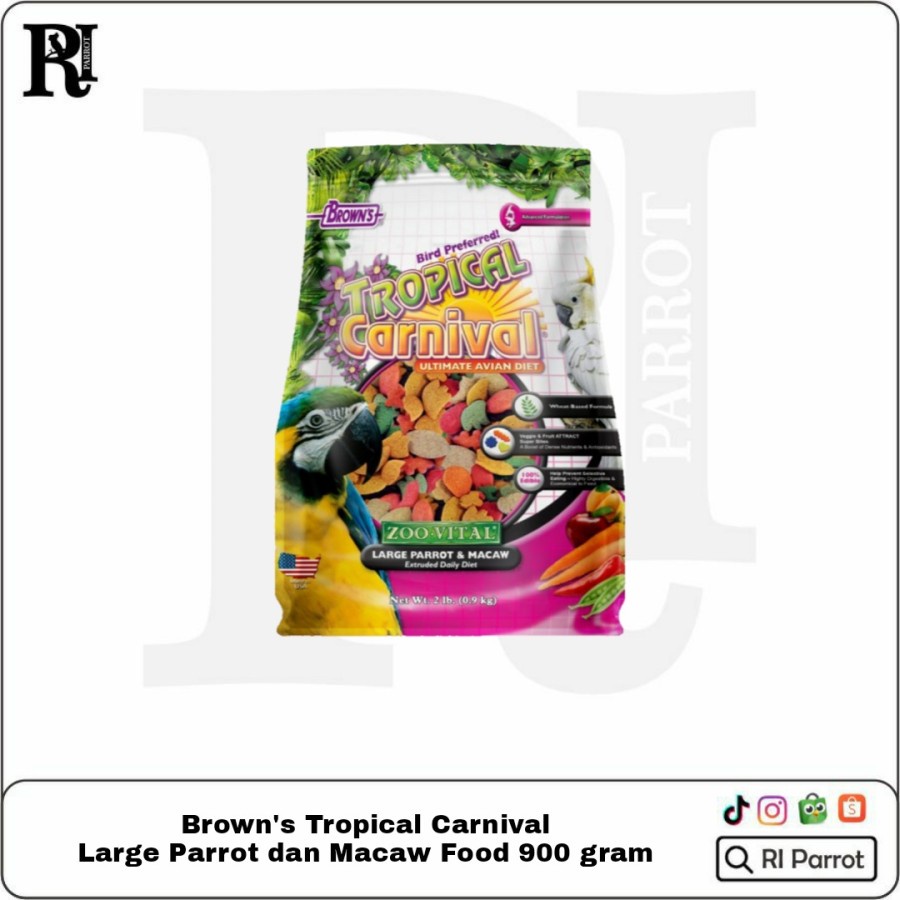 Jual Makanan Pellet Kakaktua Macaw Browns Tropical Carnival Large ...