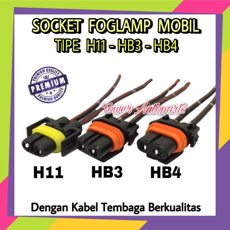 Jual Socket / Soket Bohlam Lampu Kabut / Foglamp Mobil Tipe H11 / H16 / HB3 / HB4 Dengan Kabel ...