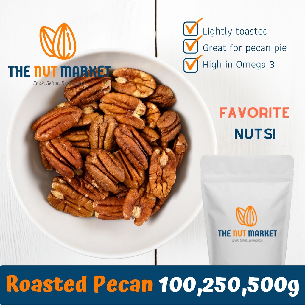 Jual Pecan Nuts Roasted 100, 250, 500 gram (panggang) | Shopee Indonesia