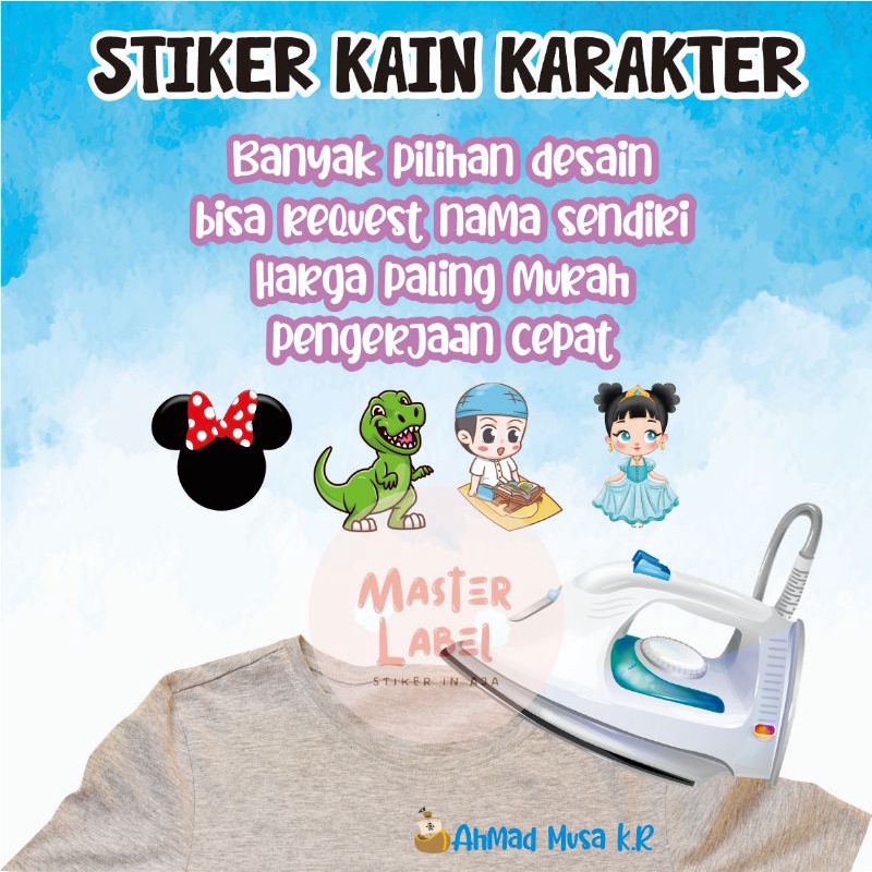 Jual Stiker nama kain uk A5 ISI 40pcs stiker nama custom stiker sablon ...