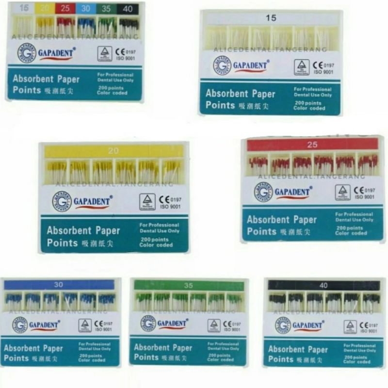 Jual Dental paper point gapadent / papper points Endo PSA size 15-40 ...